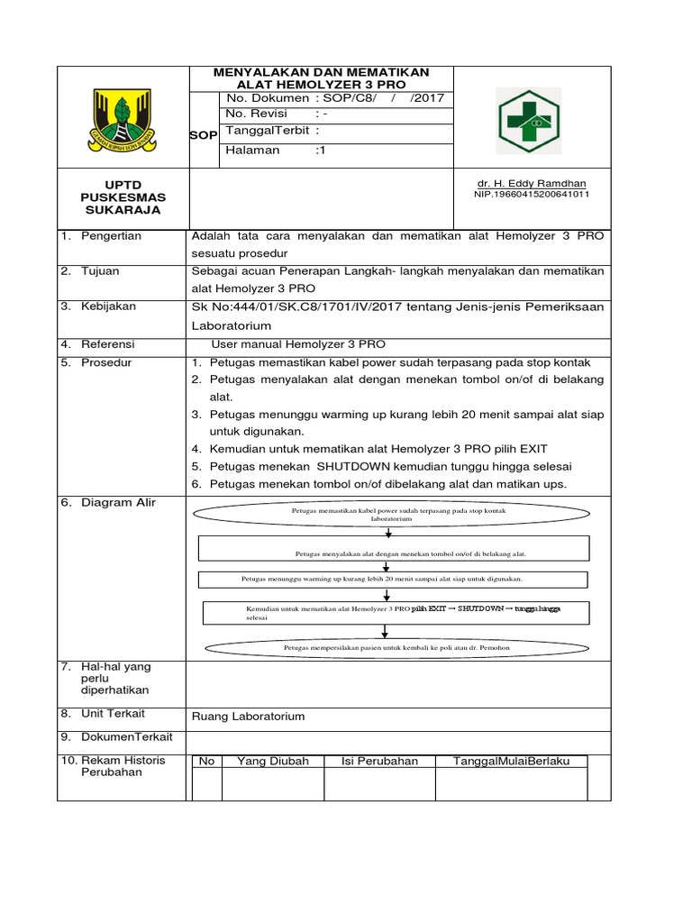 8.1.1.1 SOP Menyalakan Dan Mematikan Hemolyzer 3 PRO | PDF | Sains & Matematika | Komputer