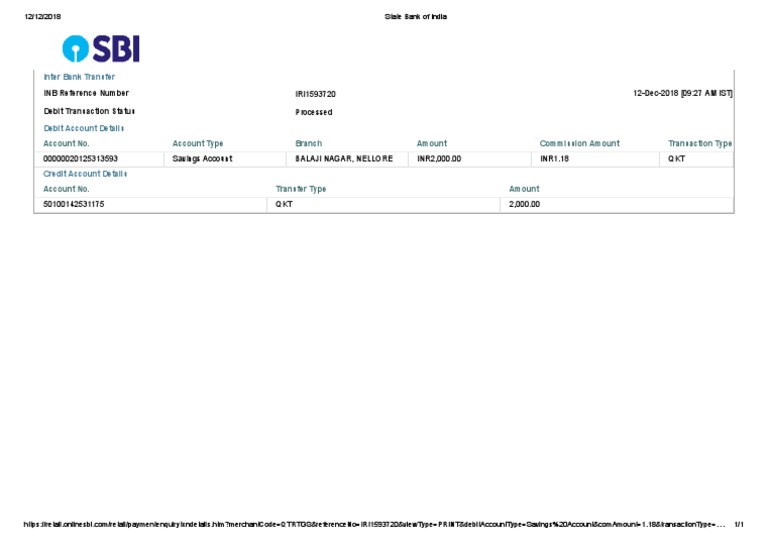 Inter Bank Transfer: INB Reference Number Debit Transaction Status | PDF