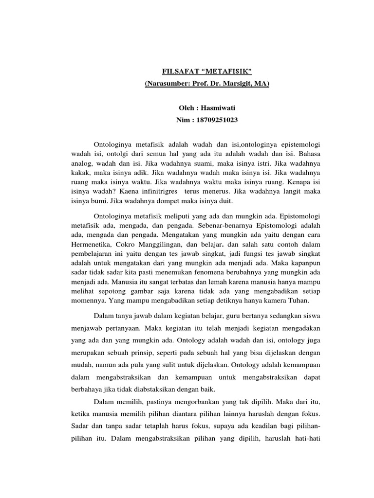 METAFISIK | PDF | Filsafat