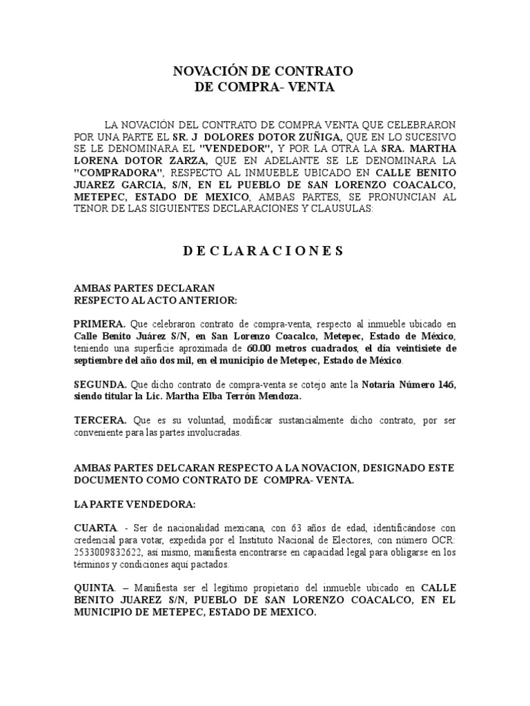 Civil Contrato de Novacion Ok | PDF | Donación | Estado de los Estados ... Civil Contrato de Novacion Ok | PDF | Donación | Estado de los Estados ...