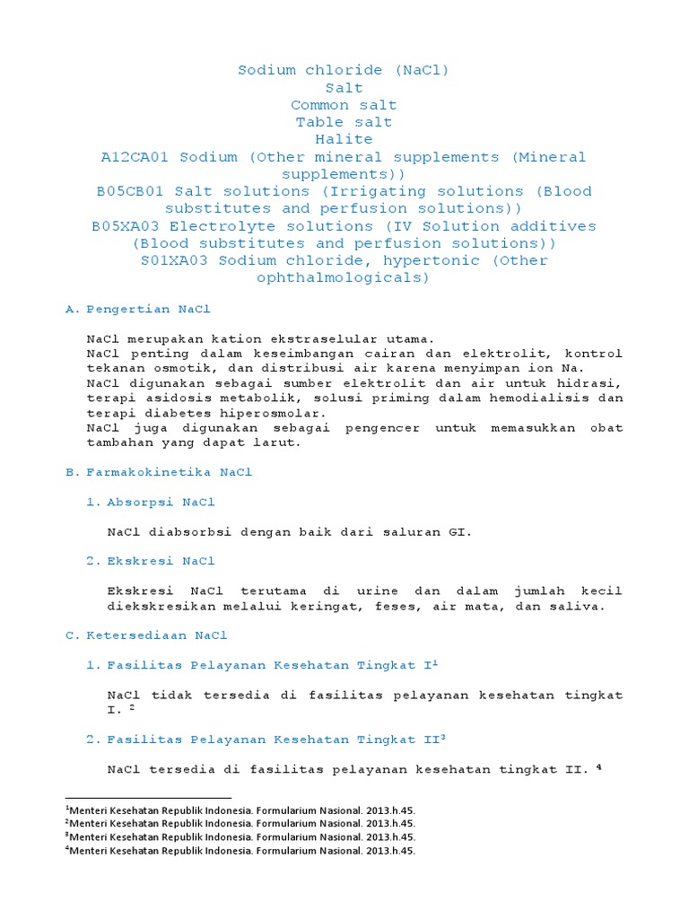 Manfaat dan Penggunaan NaCl dalam Kesehatan | PDF