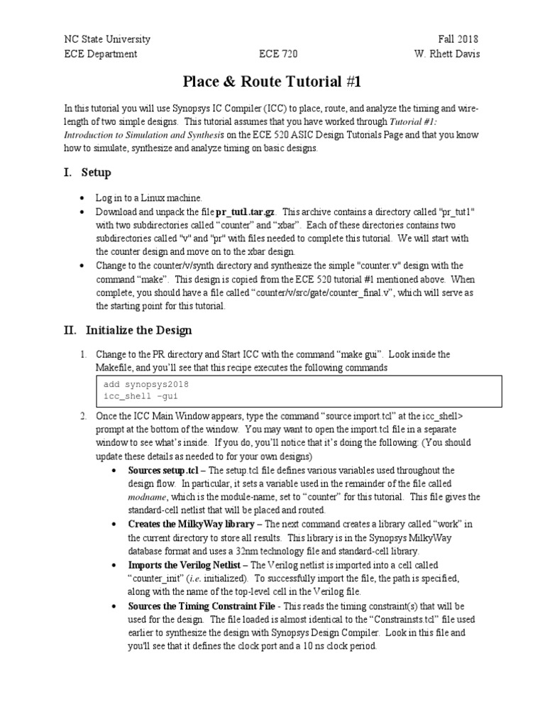 Place & Route Tutorial #1: I. Setup | PDF | Computing | Software