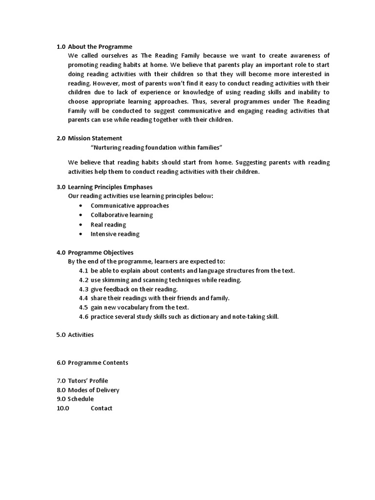 1.0 About The Programme | PDF