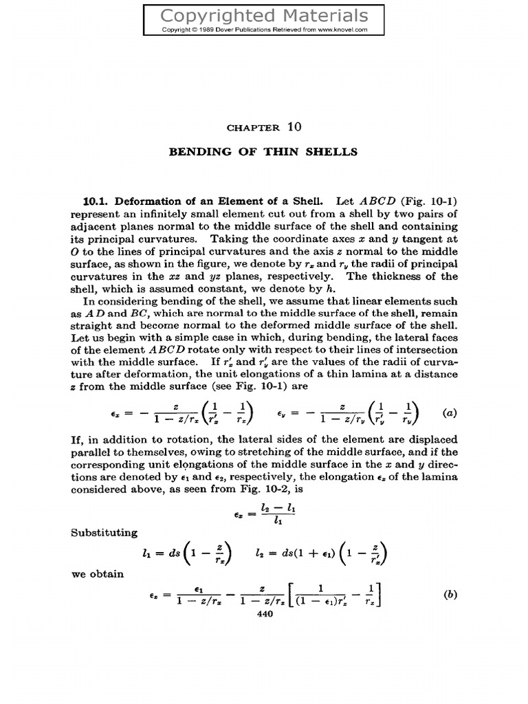 Bending of Thin: 10 Shells | PDF | Bending | Deformation (Mechanics)
