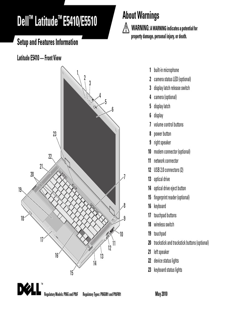 Dell Latitude E5410/E5510: About Warnings | PDF | Electrical Connector | Computer Engineering