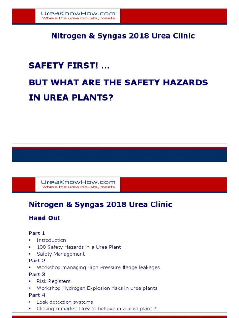 Urea Plant Safety Hazards Overview | PDF | Urea | Leak