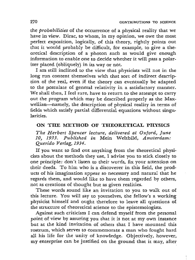 Einstein Method Physics | PDF | Concept | Theory