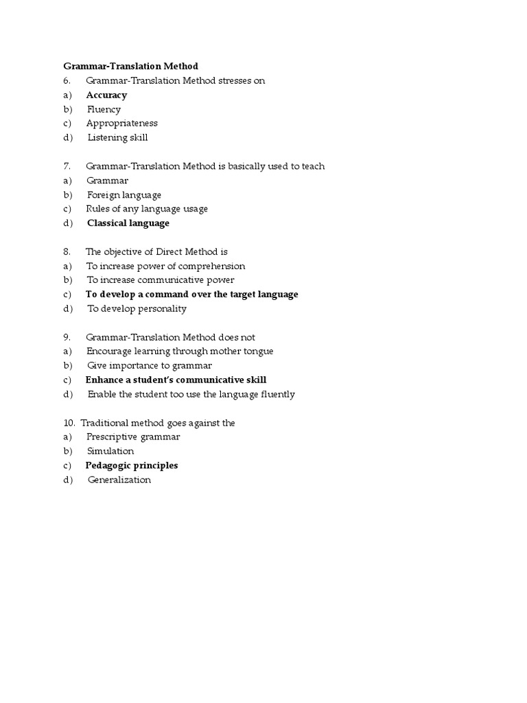 Grammar Translation Method | PDF