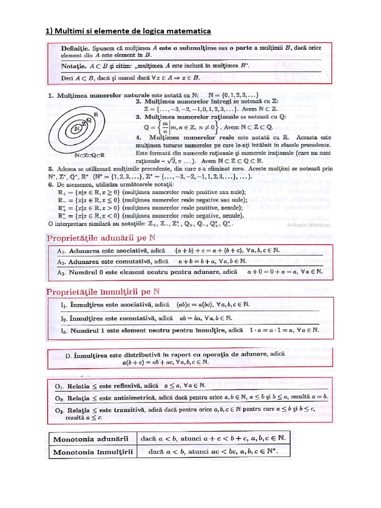 Sinteza Multimi, Functii GR 1, 2, Ecuatii GR 1, 2 | PDF