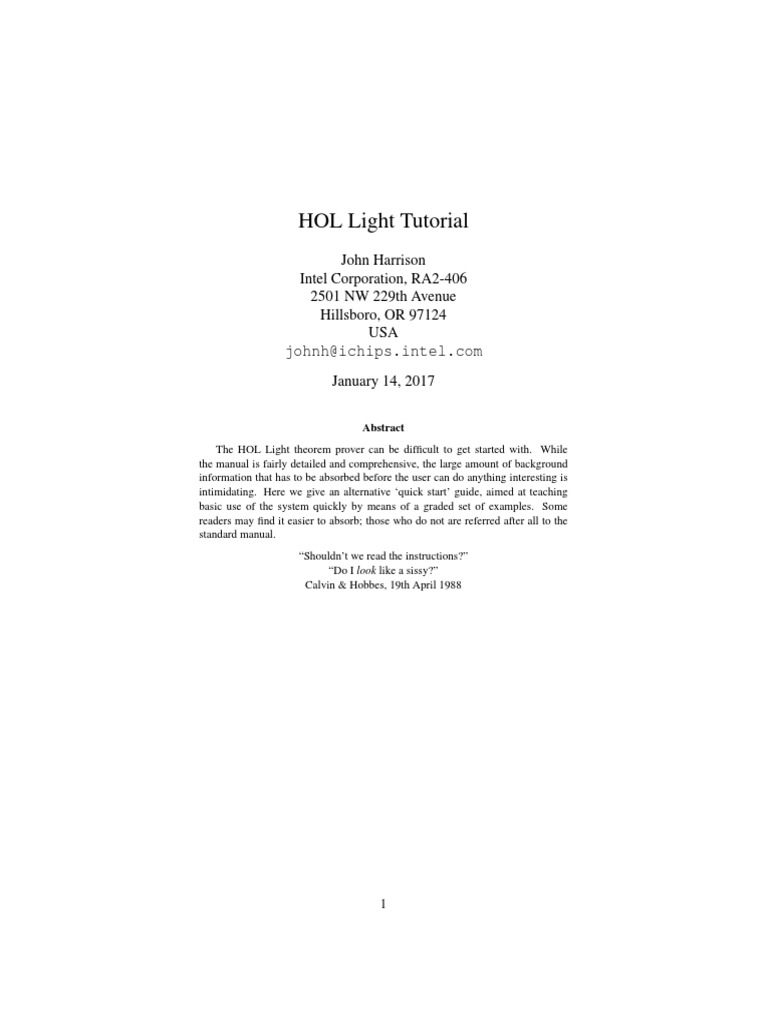 HOL Light Tutorial | PDF | Formalism (Deductive) | Logic