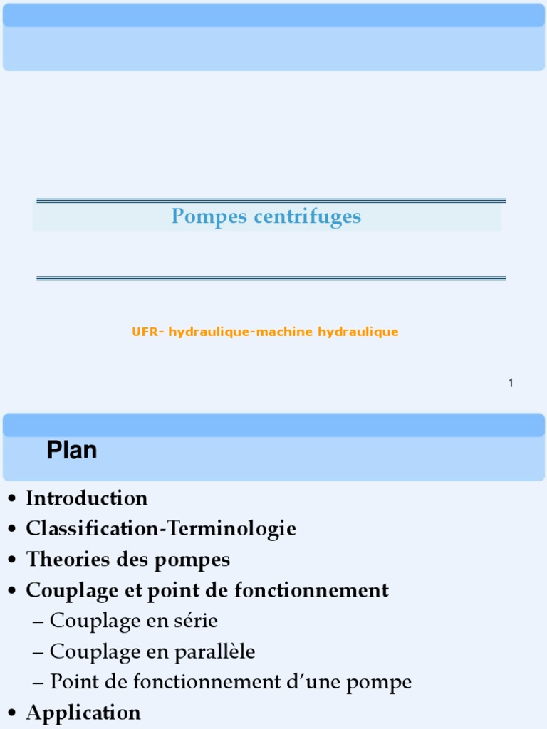 Pompes Centrifuges Cours | PDF | Pompe | Pression