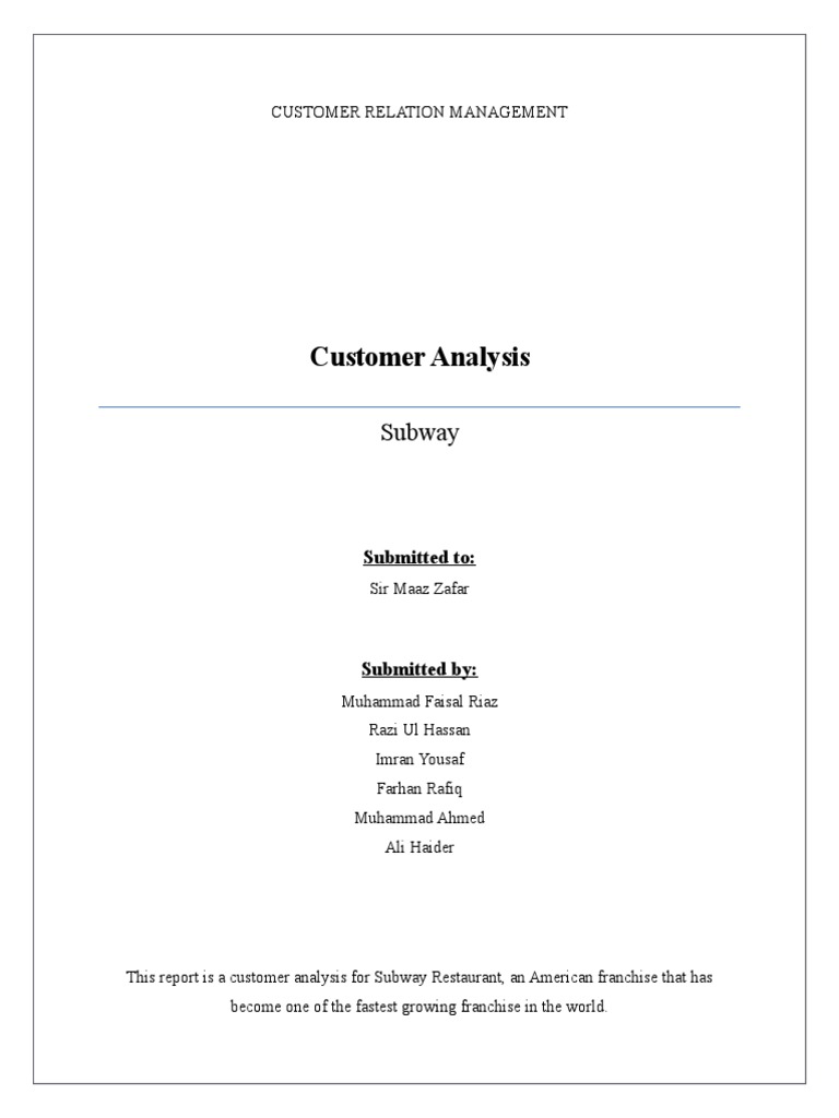 CRM Subway Updated. (2906) .Docx 2 | PDF | Franchising | Fast Food ...