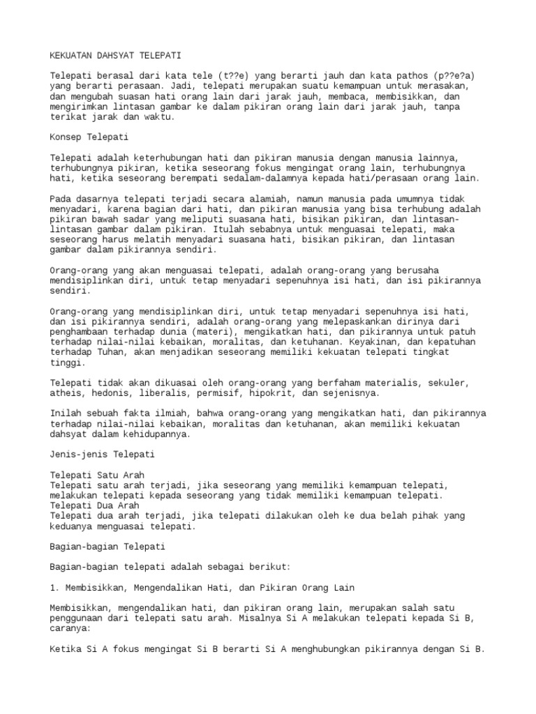 Kekuatan dan Manfaat Telepati | PDF