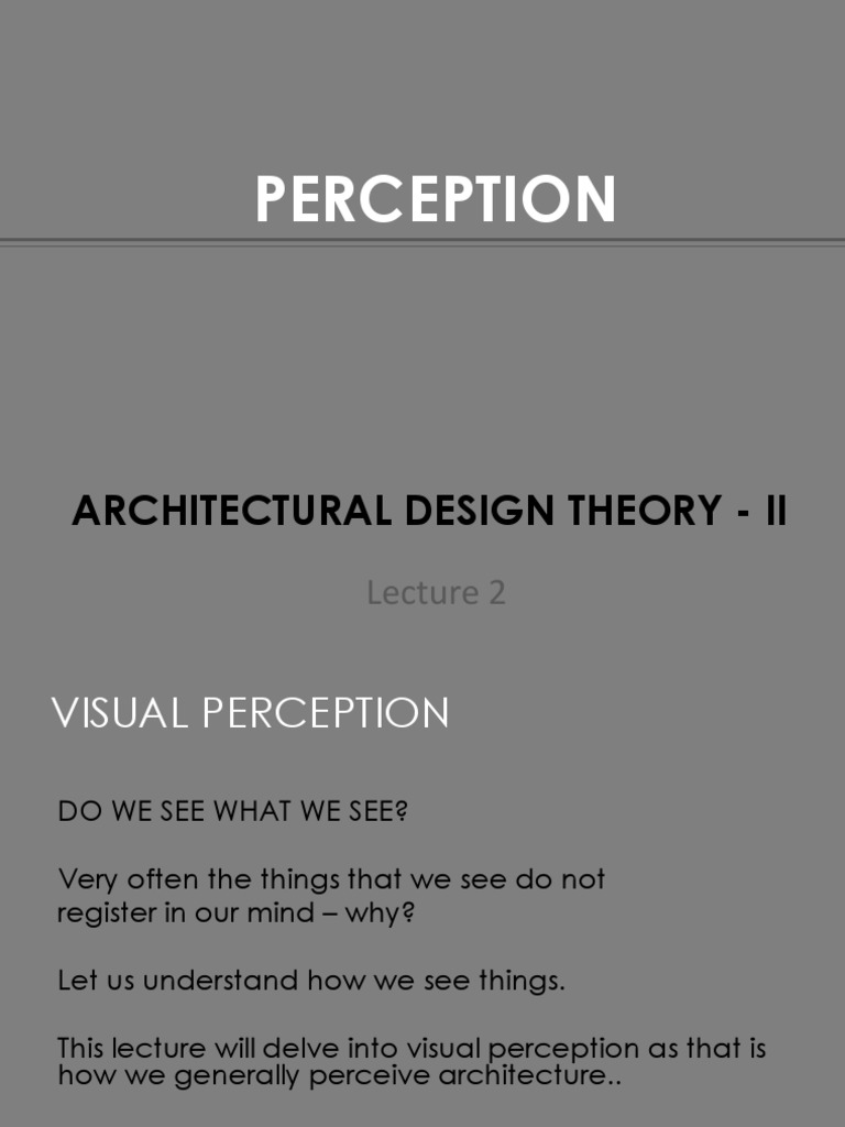Visual Perception in Architecture | PDF | Visual Perception | Perception