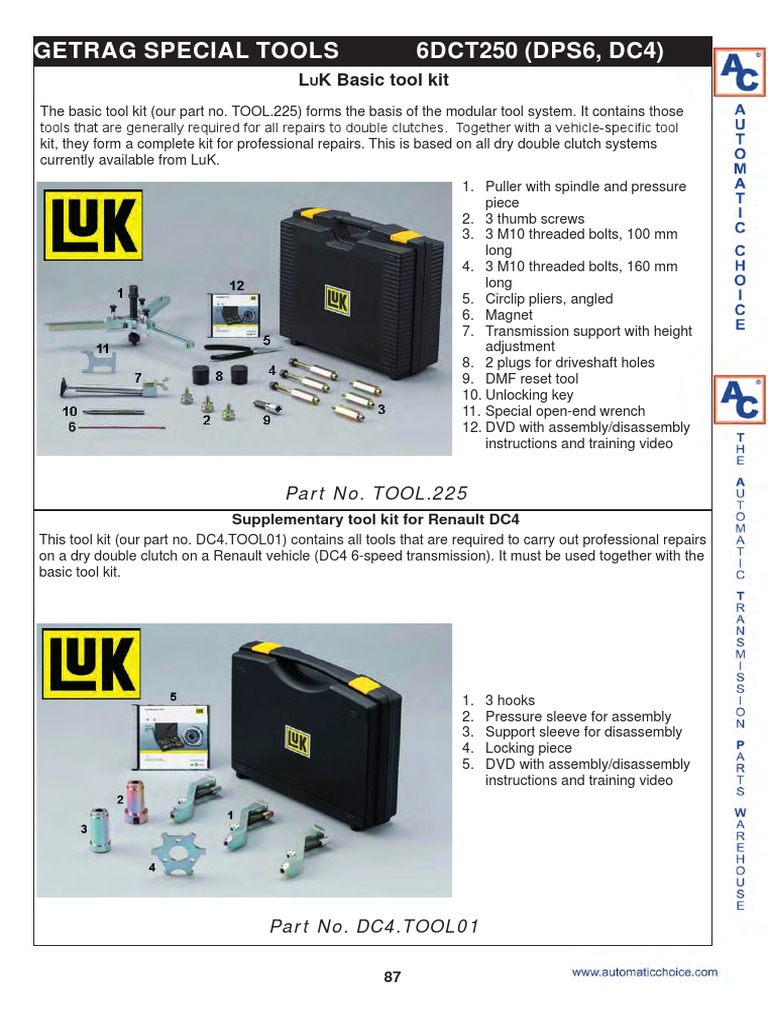 Getrag Special Tools 6DCT250 (DPS6, DC4) : L K Basic Tool Kit | PDF ...