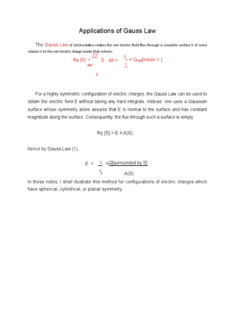 Gauss Law Pdf Quantity Classical Mechanics