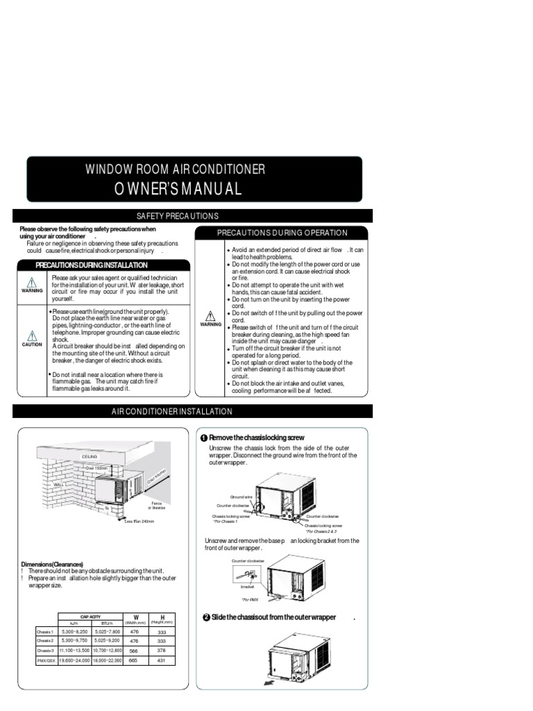 Owner'S Manual: Window Room Air Conditioner | PDF | Air Conditioning ...