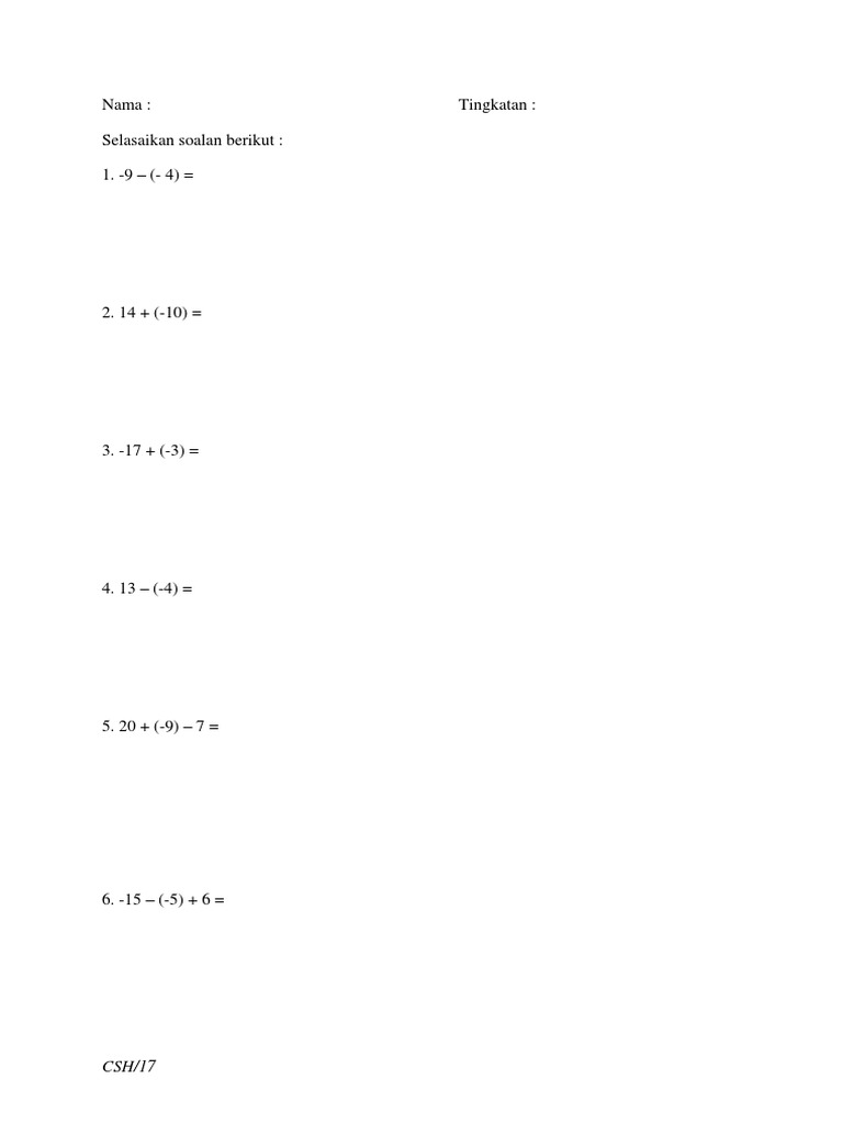 Latihan Integer | PDF