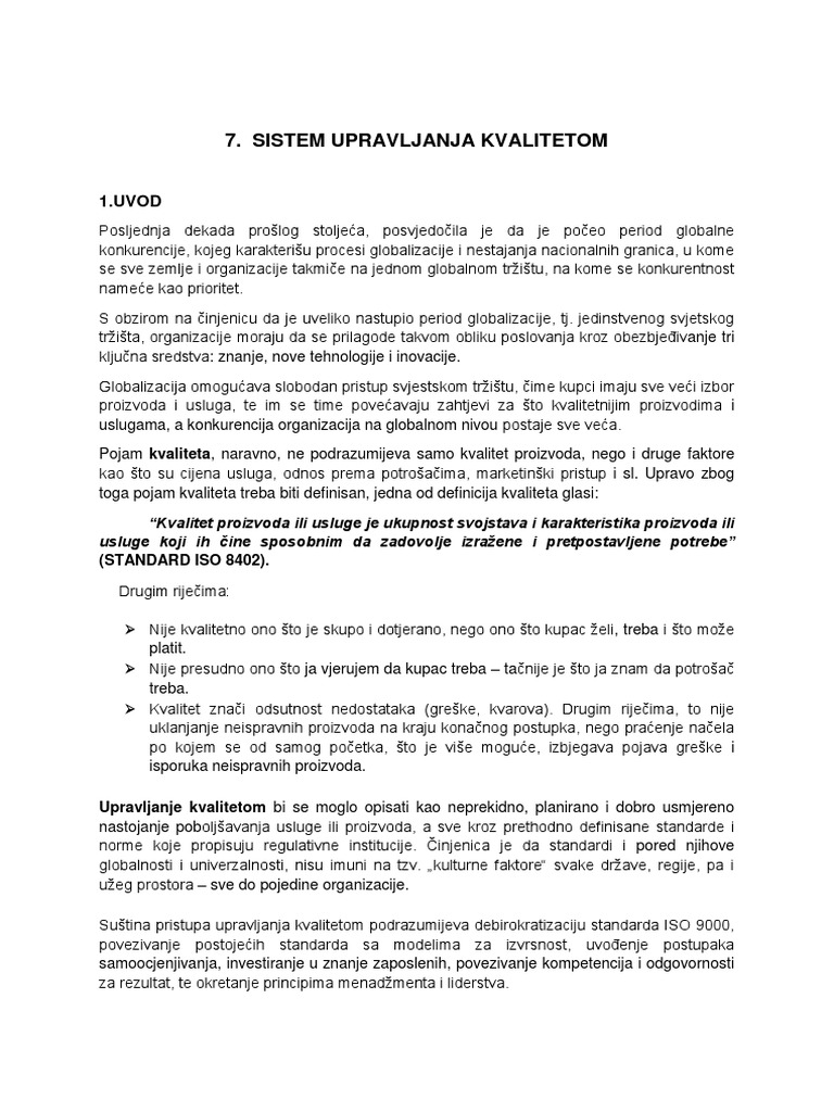 7.sistem Upravljanja Kvalitetom | PDF