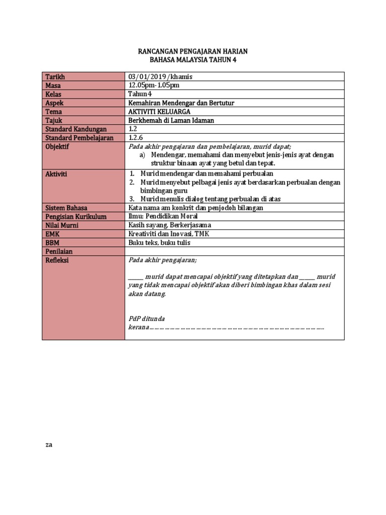 RPH BM Tahun4 PDF