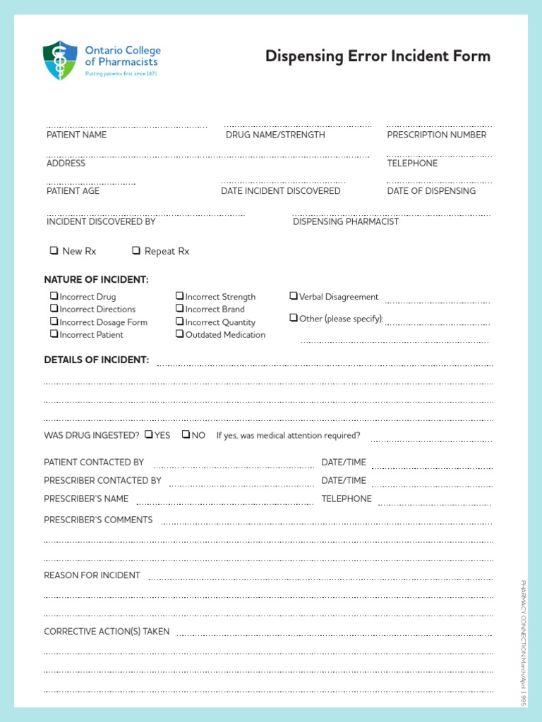 Dispensing Errors Incident Form | PDF