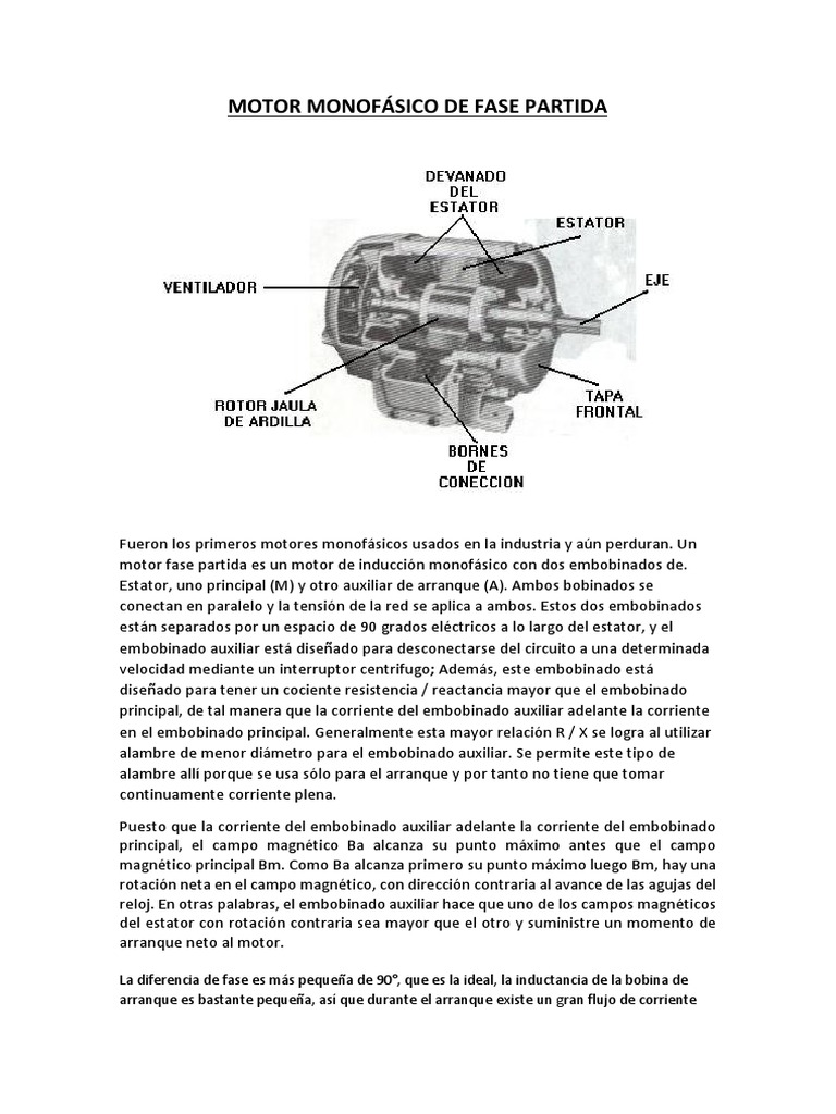 Motor Monofásico de Fase Partida | Inductor | Corriente eléctrica