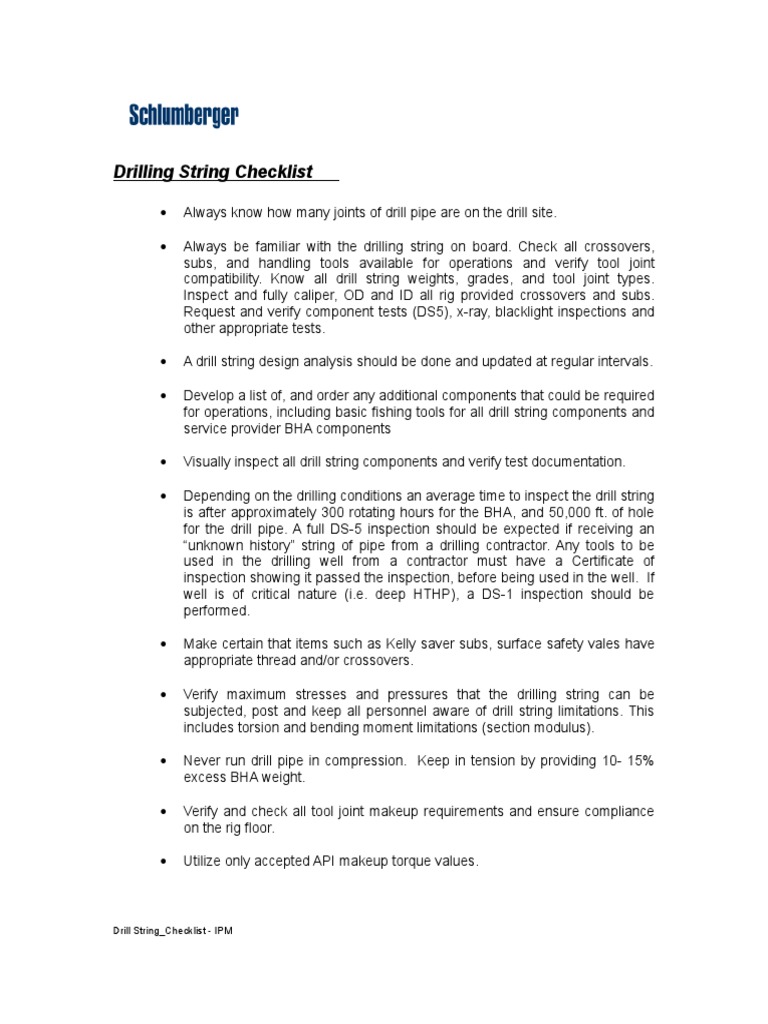 IPM Drilling String Inspection Guide | PDF | Drilling Rig | Pipe (Fluid ...