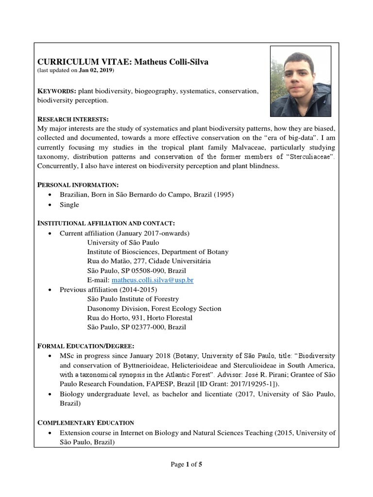 Cvitae Mcollisilva 02jan2019 PDF | PDF | Brazil | São Paulo
