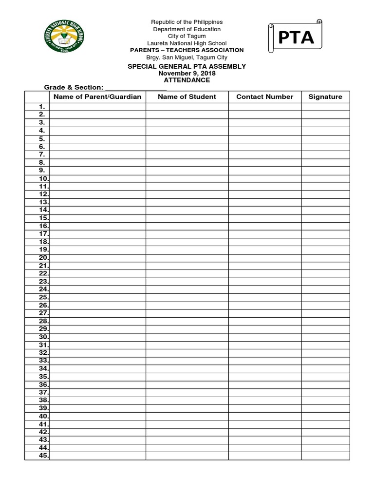 Special General Pta Assembly | PDF