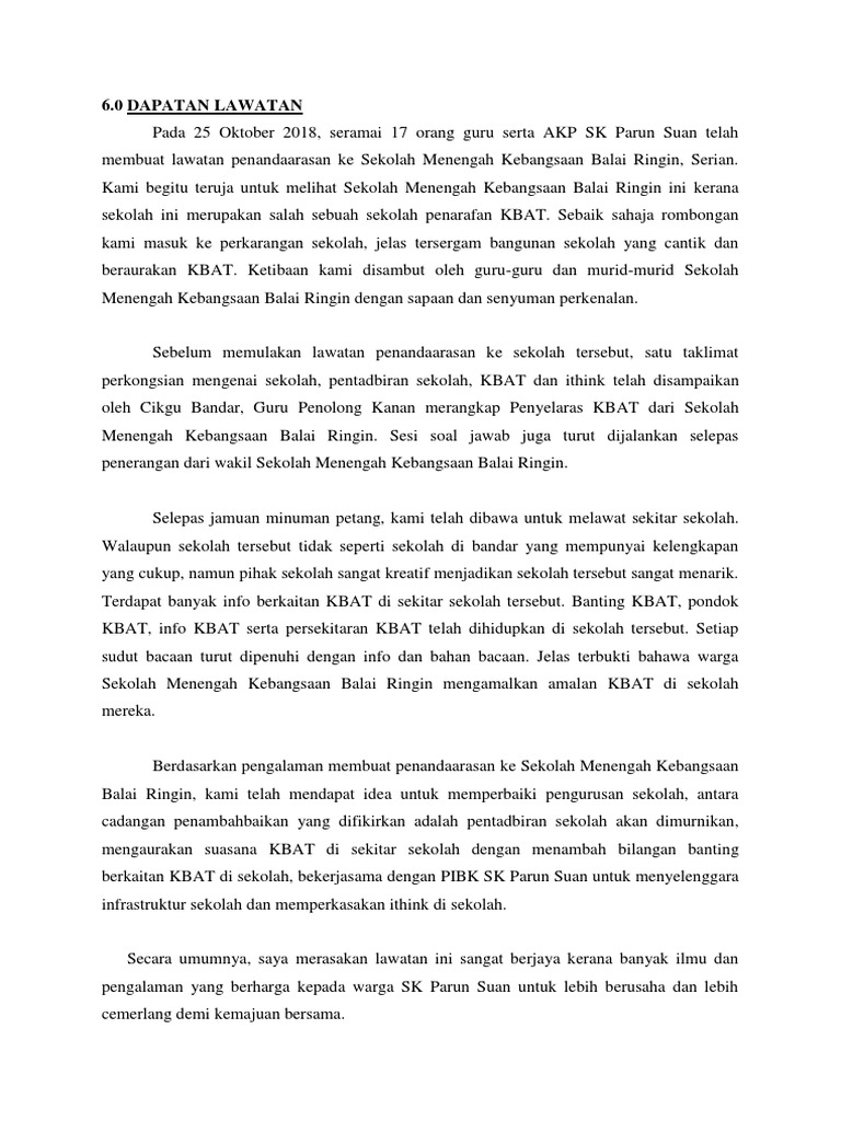 Dapatan Lawatan Kbat | PDF