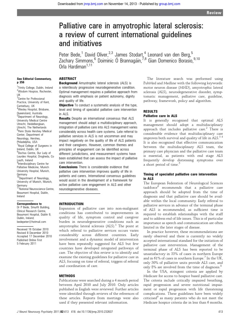 ALS Palliative Care Guidelines Review | PDF | Amyotrophic Lateral ...