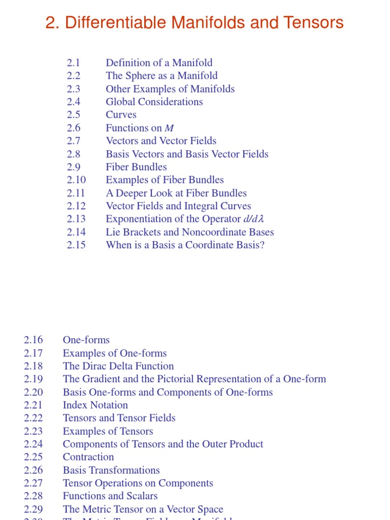 Differentiable Manifolds and Tensors | PDF | Tensor | Differentiable ...