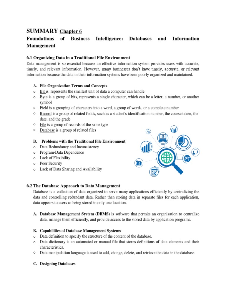 Summary Chapter 6 Foundations of Business Intelligence: Databases and ...