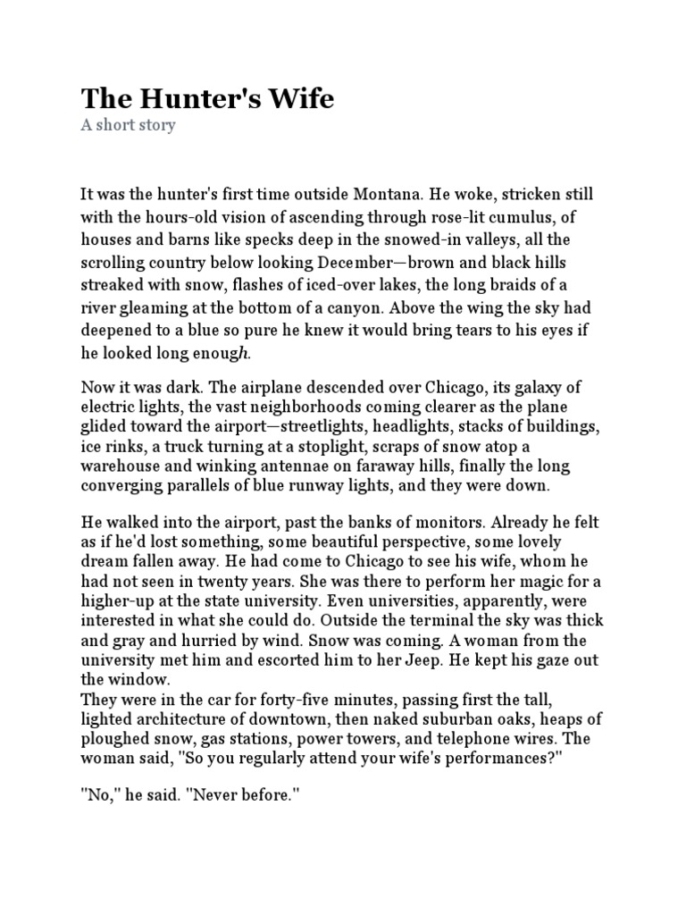 The Hunter's Wife: A Short Story | PDF | Nature