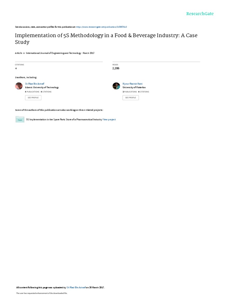 Implementation of 5S Methodology in A Food & Beverage Industry: A Case ...