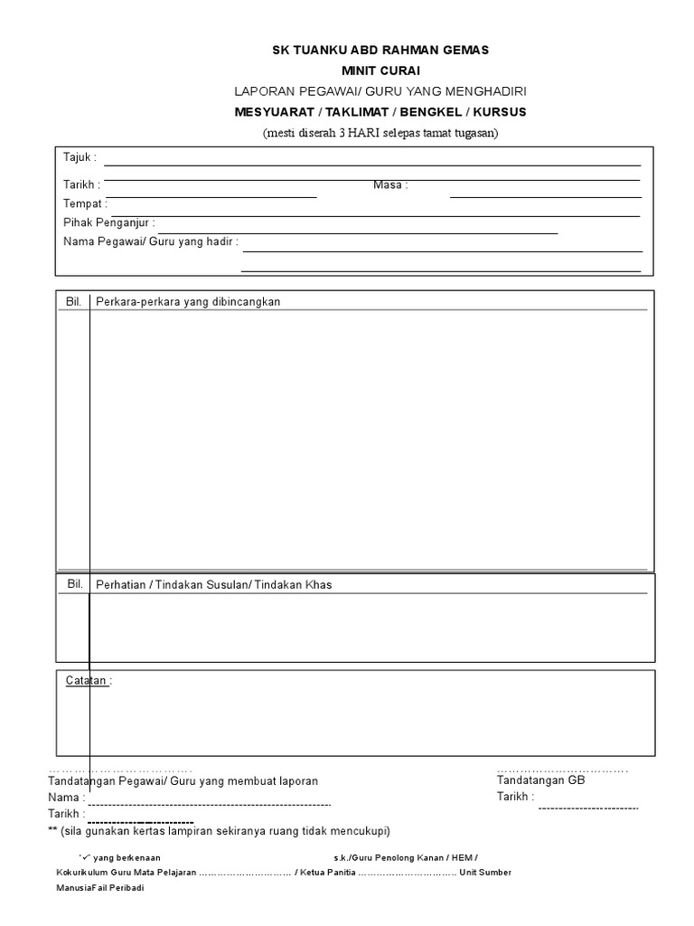 Contoh Minit Curai | PDF