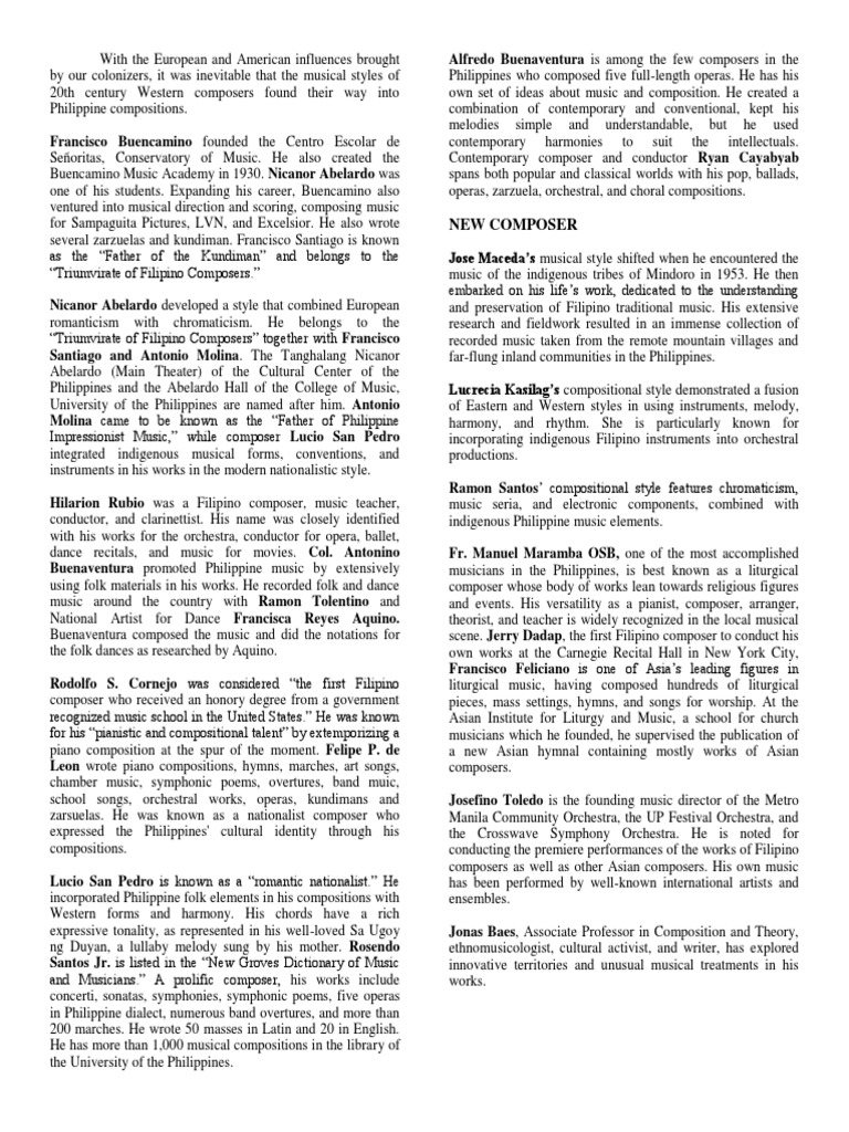 Hand Out in Mapeh | PDF | Animation | Composers