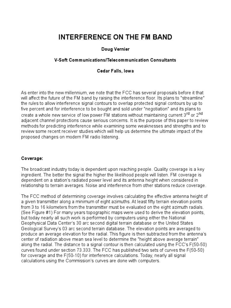 Interference On The FM Band PDF | PDF | Signal To Noise Ratio | Decibel