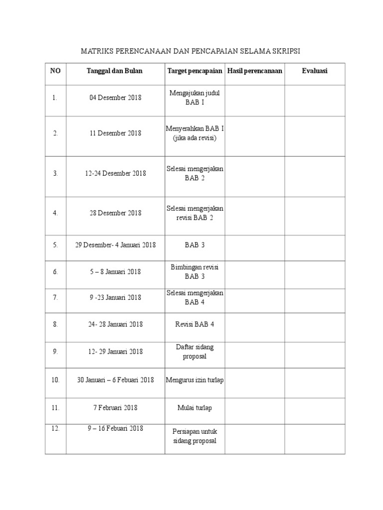 Matriks Perencanaan Fix | PDF