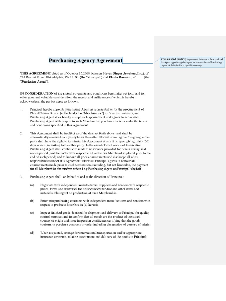 Purchasing Agency Agreement | PDF | Common Law | Social Institutions