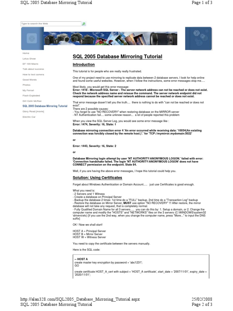 Tutorial Mirroring | PDF | Login | Databases