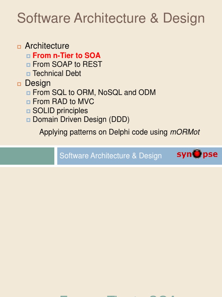 Navigating from N-Tier Architecture to Service-Oriented Architecture: A Guide to Software Design ...