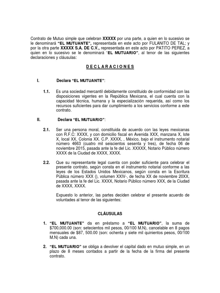 Contrato de Mutuo Simple | PDF | Gobierno | Business