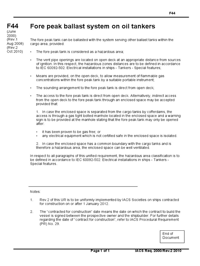 A2 Fore Peak Ballast System On Oil Tankers F44 | PDF | Oil Tanker | Ships