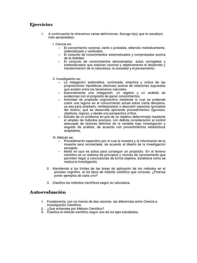Actividades Metodologia de La Inv 5º | PDF | Método científico | Science