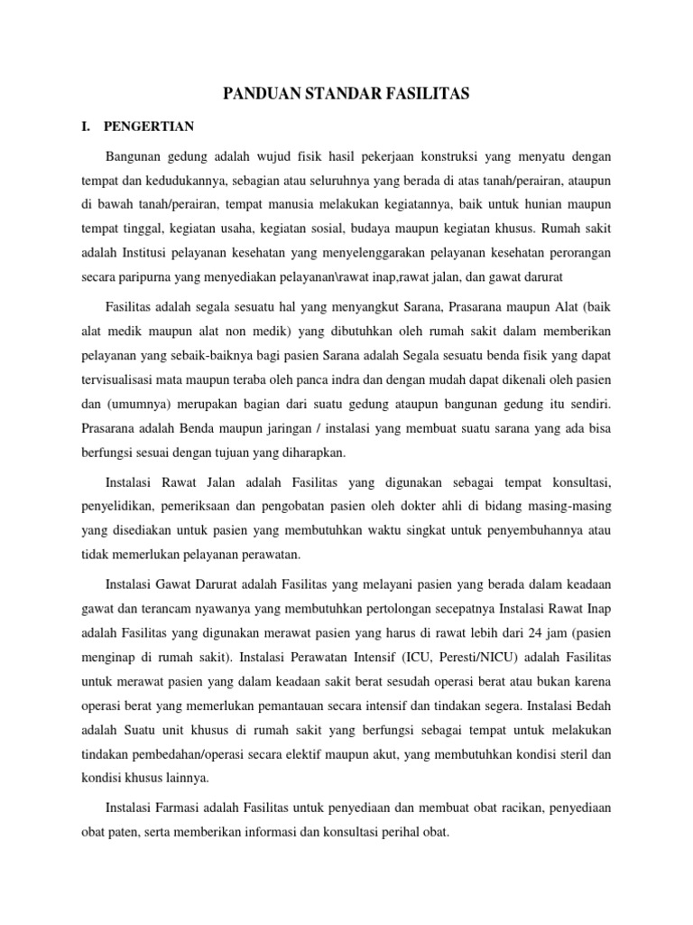 4.isi Panduan Standar Fasilitas (Belum Revisi) | PDF