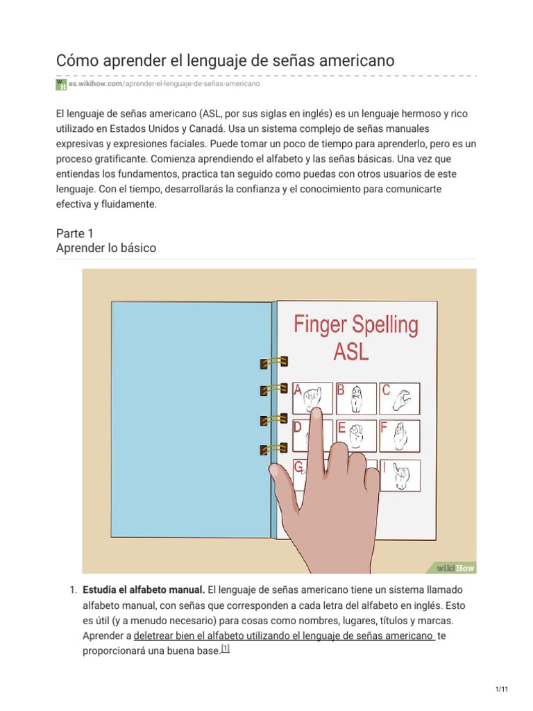 Guía para aprender lenguaje de señas ASL | PDF | Lenguaje de señas ...