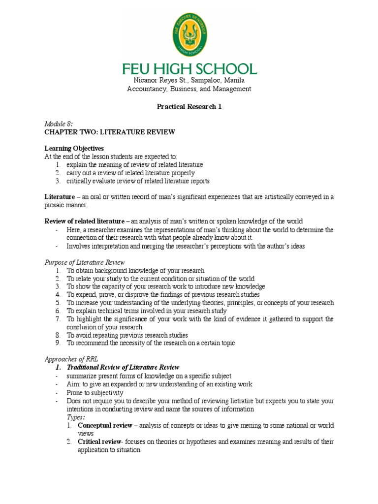 PR1 Lesson 8 Review of Related Literature PDF | PDF | Data | Knowledge