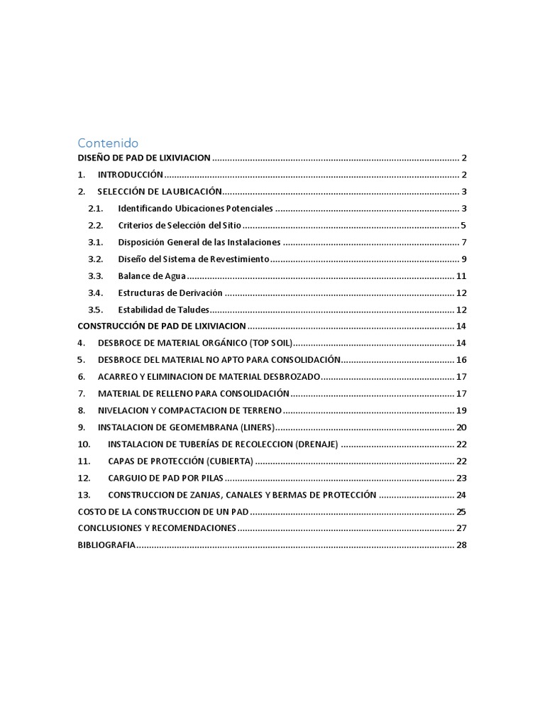 Diseño y Construcción de Pads de Lixiviación | PDF | Diseño | Minería