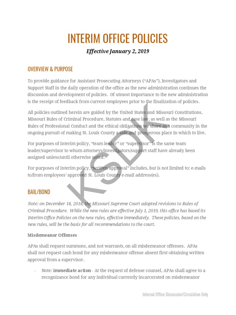 Interim Day One Policies | PDF | Probation | Bail